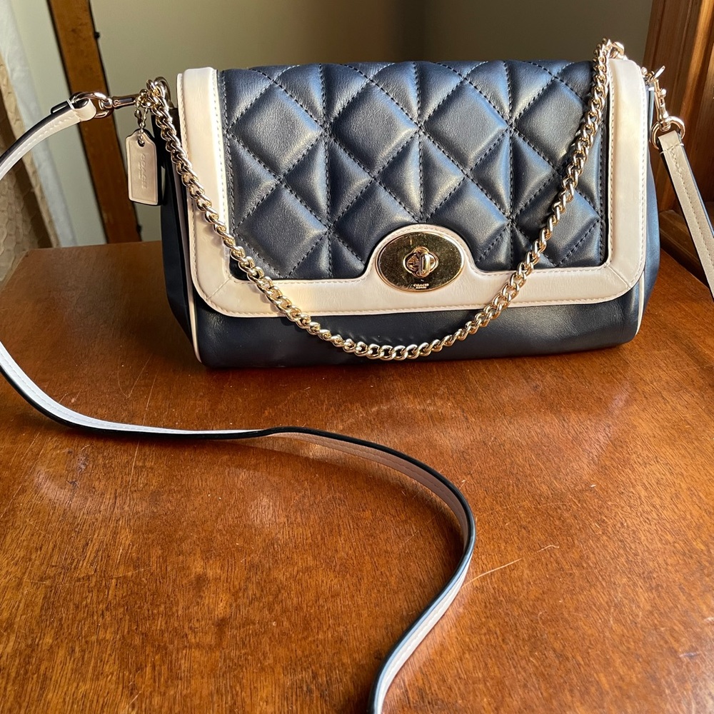 Coach Ruby Quilted Midnight Navy Blue & Chalk Leather… - Gem